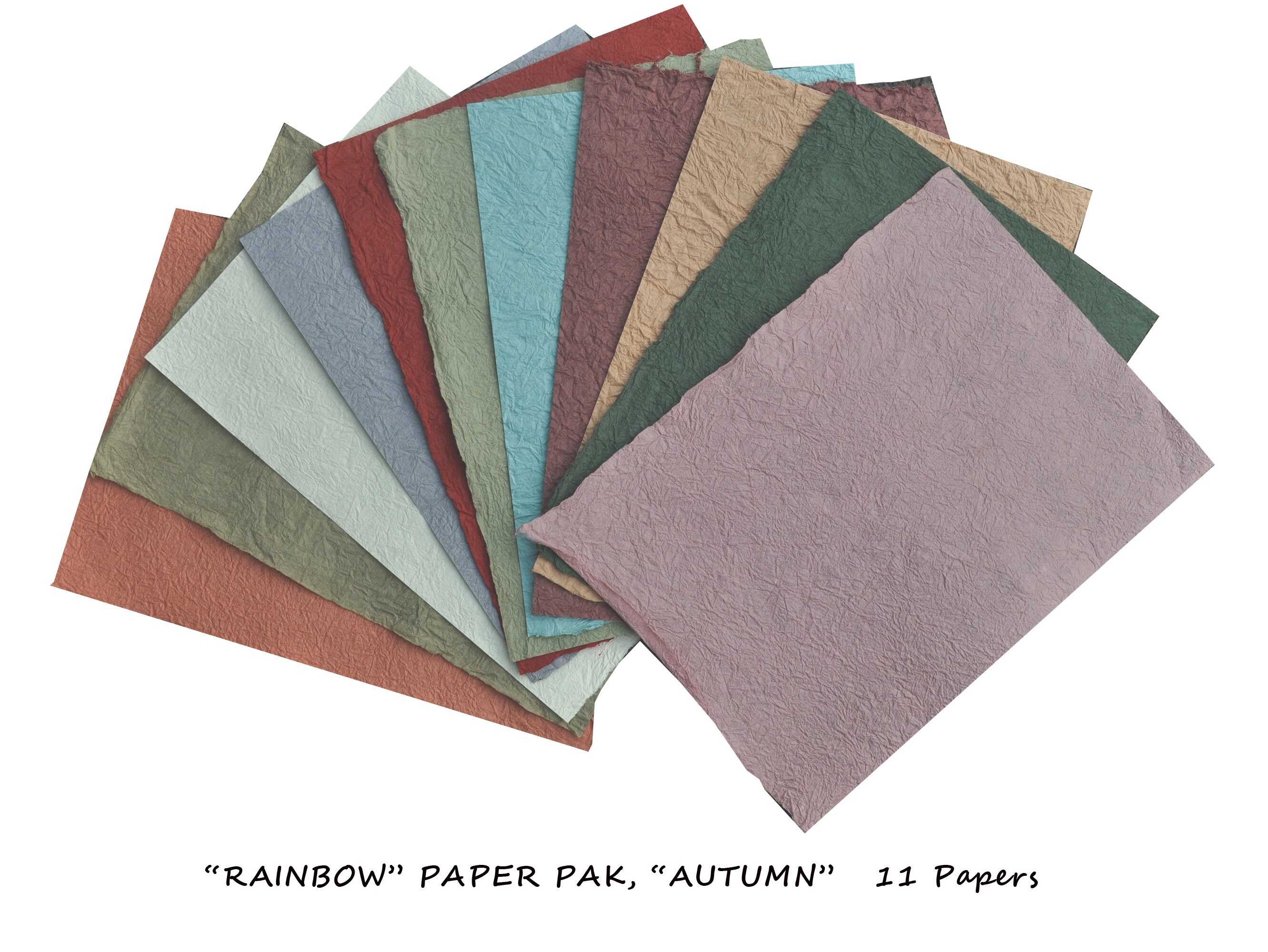 11 Sheet HANDMADE PAPER PAK, autumntextured 9 X 12 Seasonal Color ...