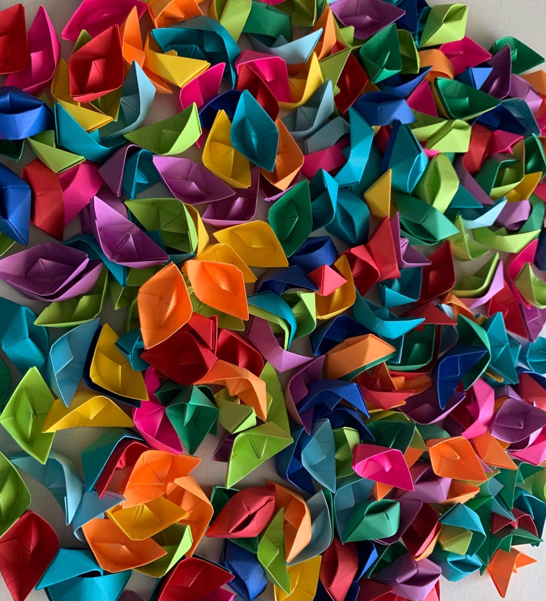 Colorful Paper Boat Origami 48 Boats Decoration Nautical Theme Ocean ...