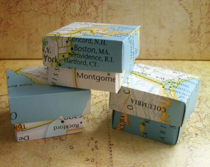 Origami Gift Boxes Maps Atlas Recycled Map Pages Set of 3 - Etsy