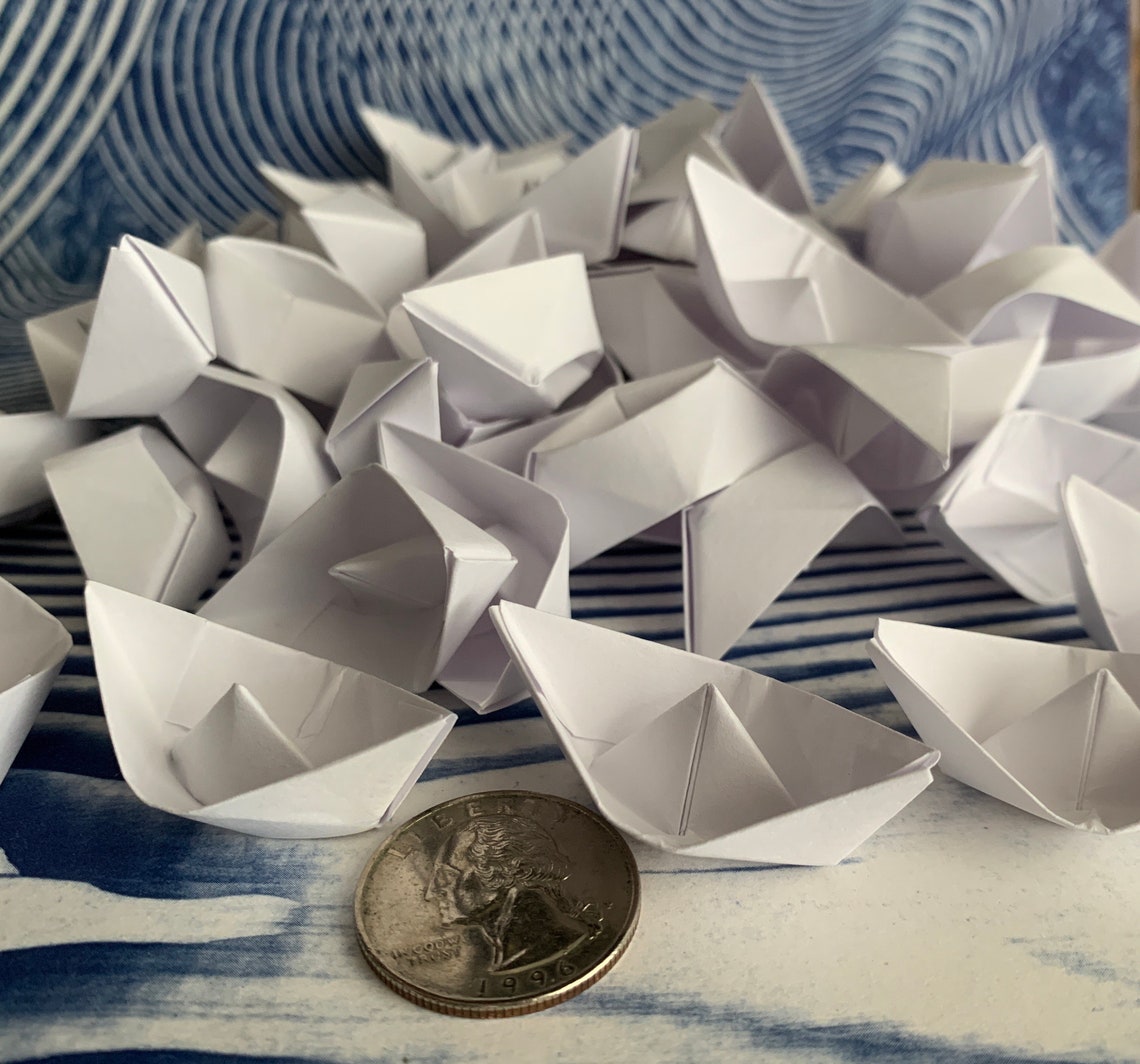 White Paper Boat Origami 48 Boats Decoration Nautical Theme Ocean Party ...