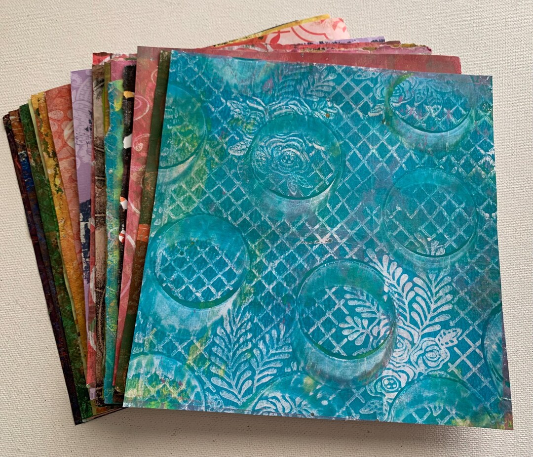 20 Hand Painted Collage Paper Ephemera Fodder Scrapbook Art Junk ...