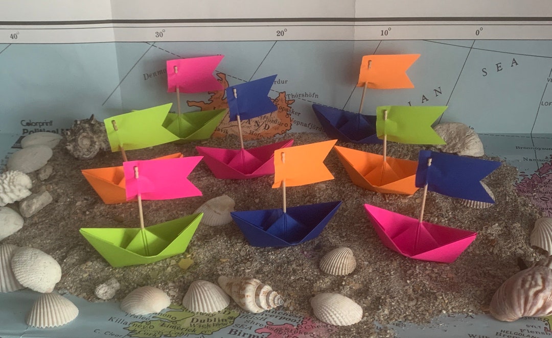 Paper Boat Origami Decoration Beach Party Colorful Summer Boats - Etsy