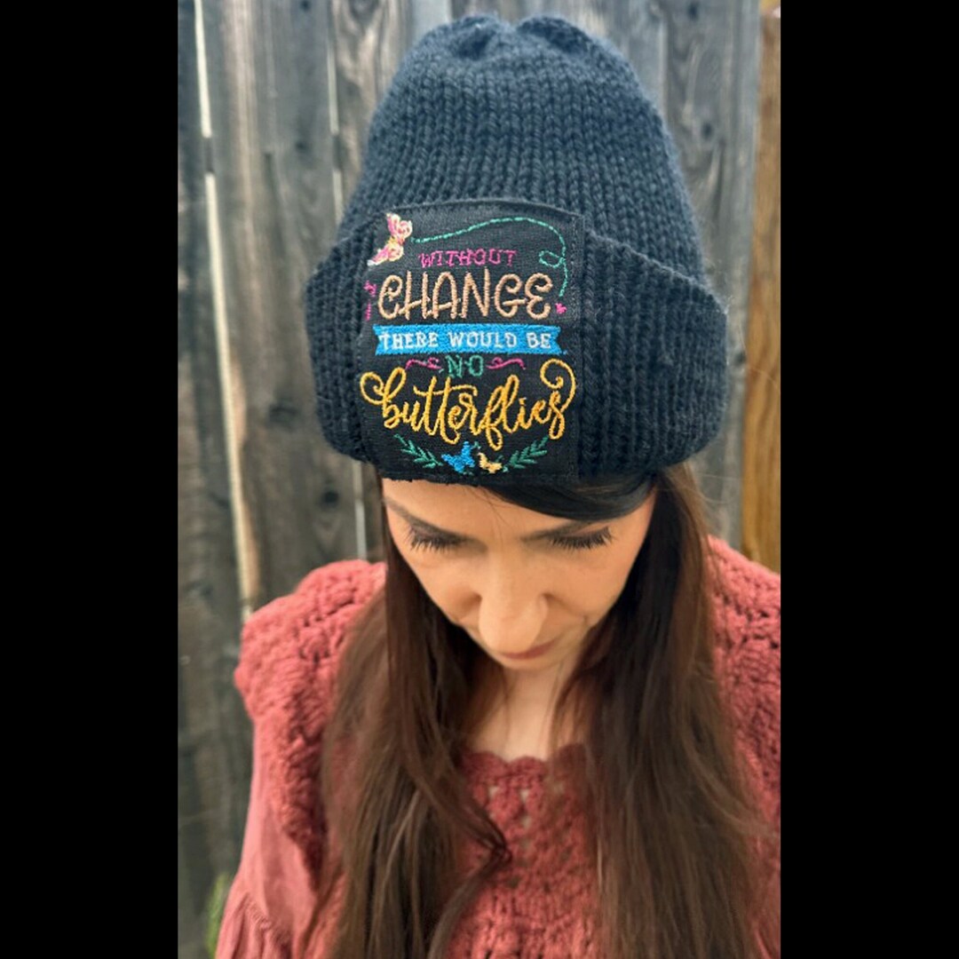Wool Beanie Embroidered Without Change There Would Be No - Etsy
