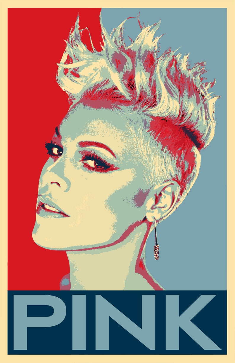 Pink Pop Art Illustration 2 Singer Music Icon Home Decor in | Etsy