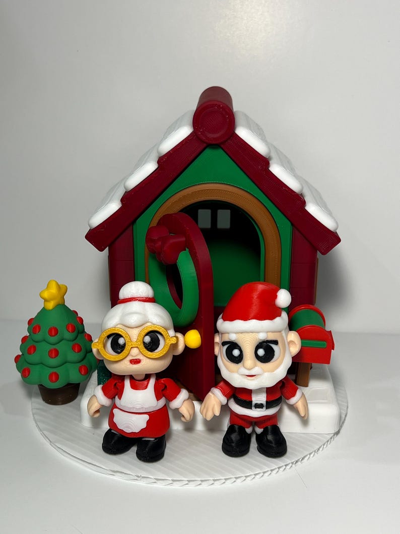 Santa and Mrs. Claus With Their House - Etsy