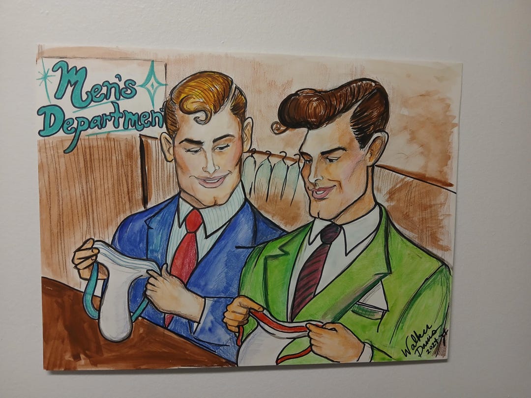 Jockstrap Shopping at the Ramrod - Original Mixed Media Queer Art ...