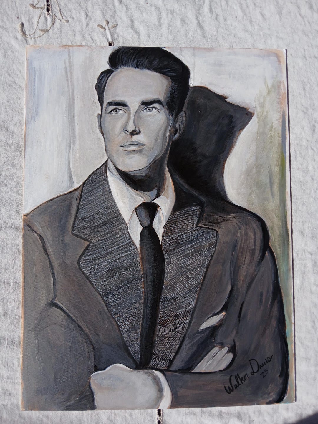 Montgomery Clift Original Acrylic Painting on Illustration Board. Old ...