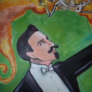 Vintage Inspired Magic Magician Poster Painting Original on Unstretched ...
