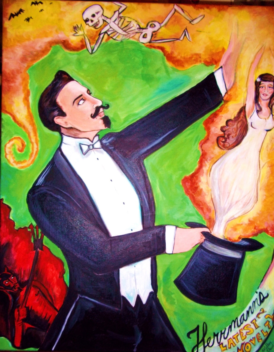 Vintage Inspired Magic Magician Poster Painting Original on Canvas - Etsy