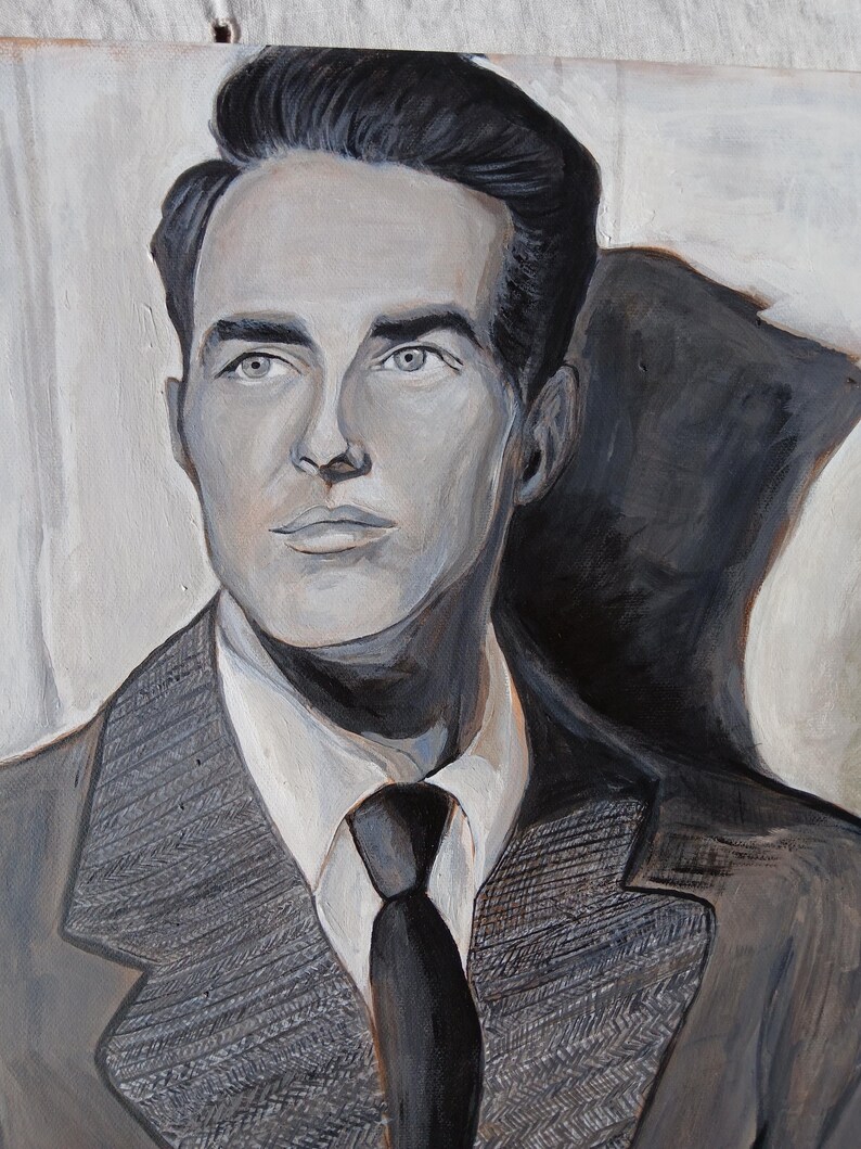 Montgomery Clift Original Acrylic Painting on Illustration Board. Old ...
