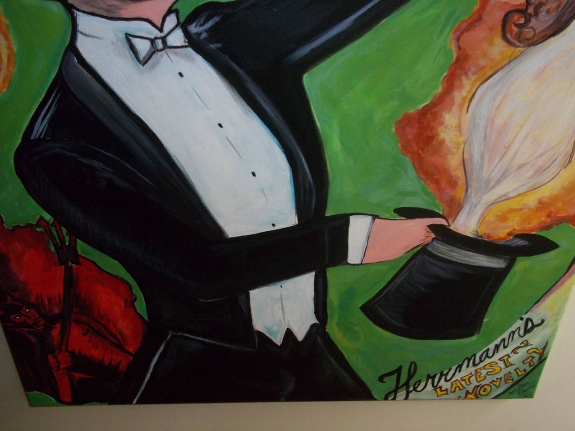 Vintage Inspired Magic Magician Poster Painting Original on - Etsy