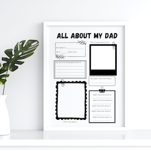 All About My Dad Printable- Father's Day Gift-father's Day Printable ...