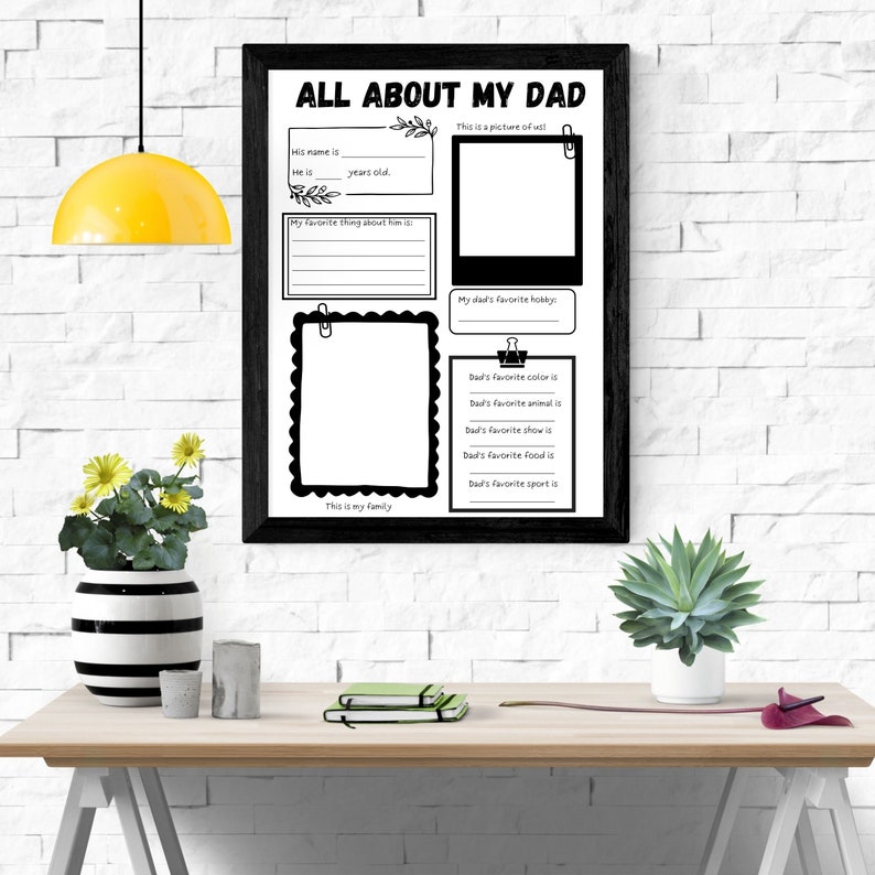 All About My Dad Printable Father's Day Gift-father's - Etsy