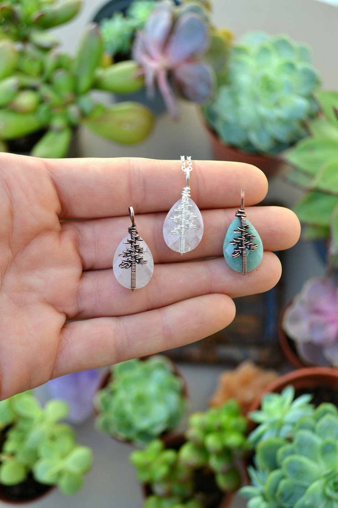 Pine Tree Crystal Necklace. Nature Jewelry. Tree Necklace. Copper or ...
