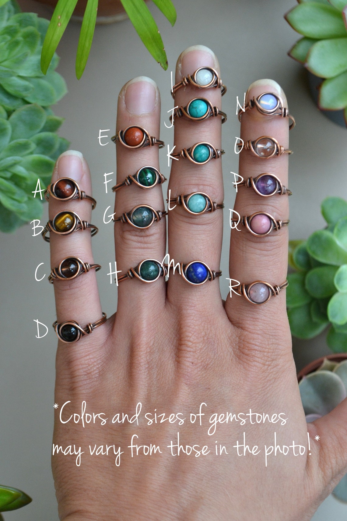 Copper Gemstone Ring. FREE SHIPPING. Copper Wire Ring. | Etsy