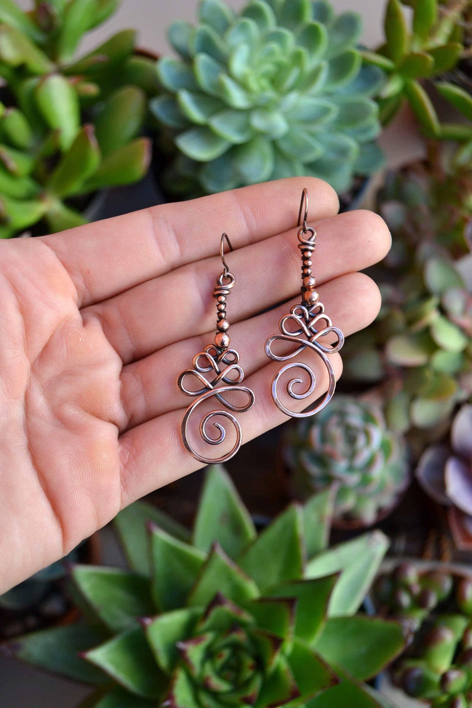 Copper Unalome Earrings. Boho Jewelry. Copper Earrings. | Etsy