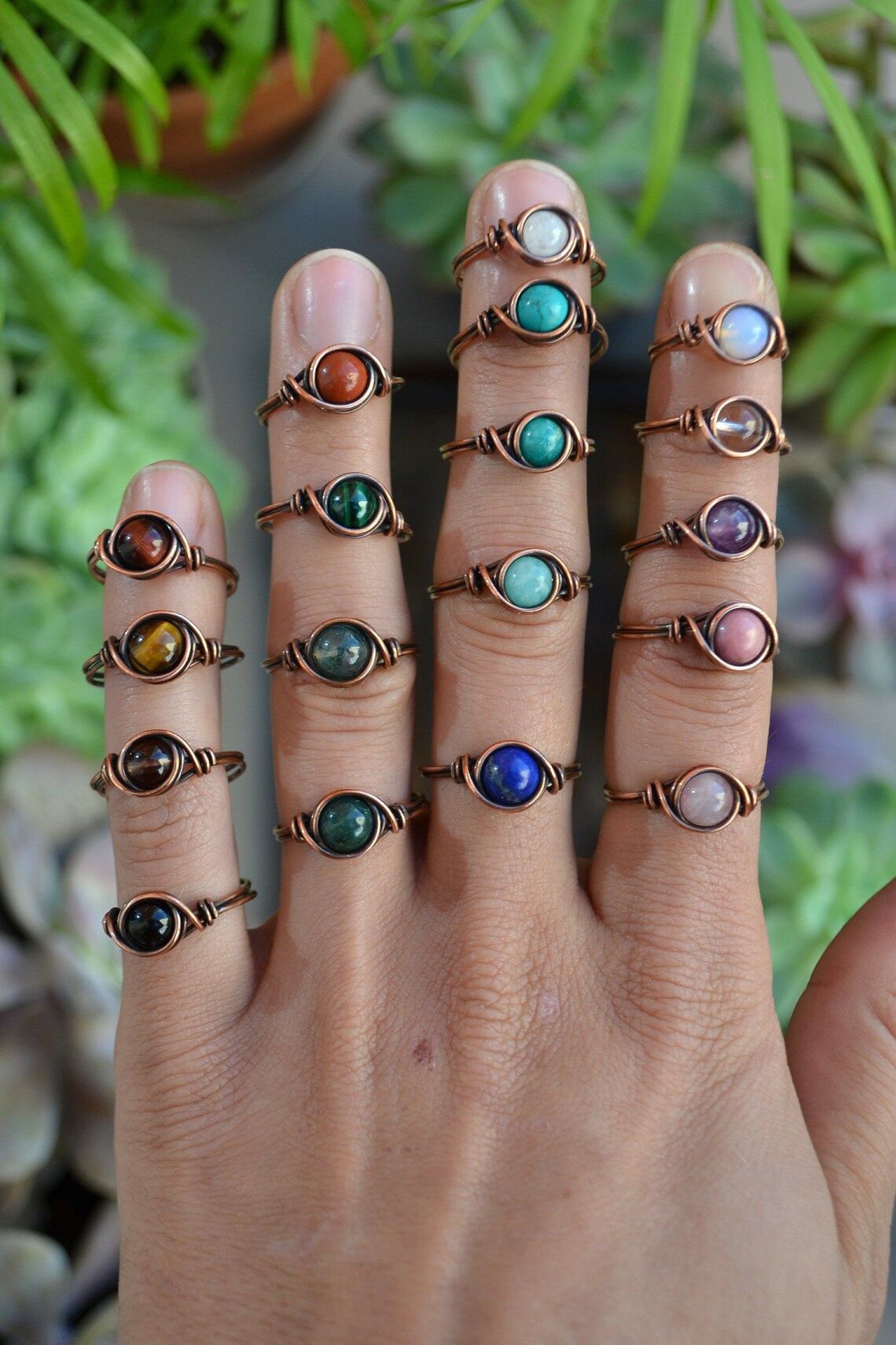 Copper Gemstone Ring. FREE SHIPPING. Copper Wire Ring. - Etsy