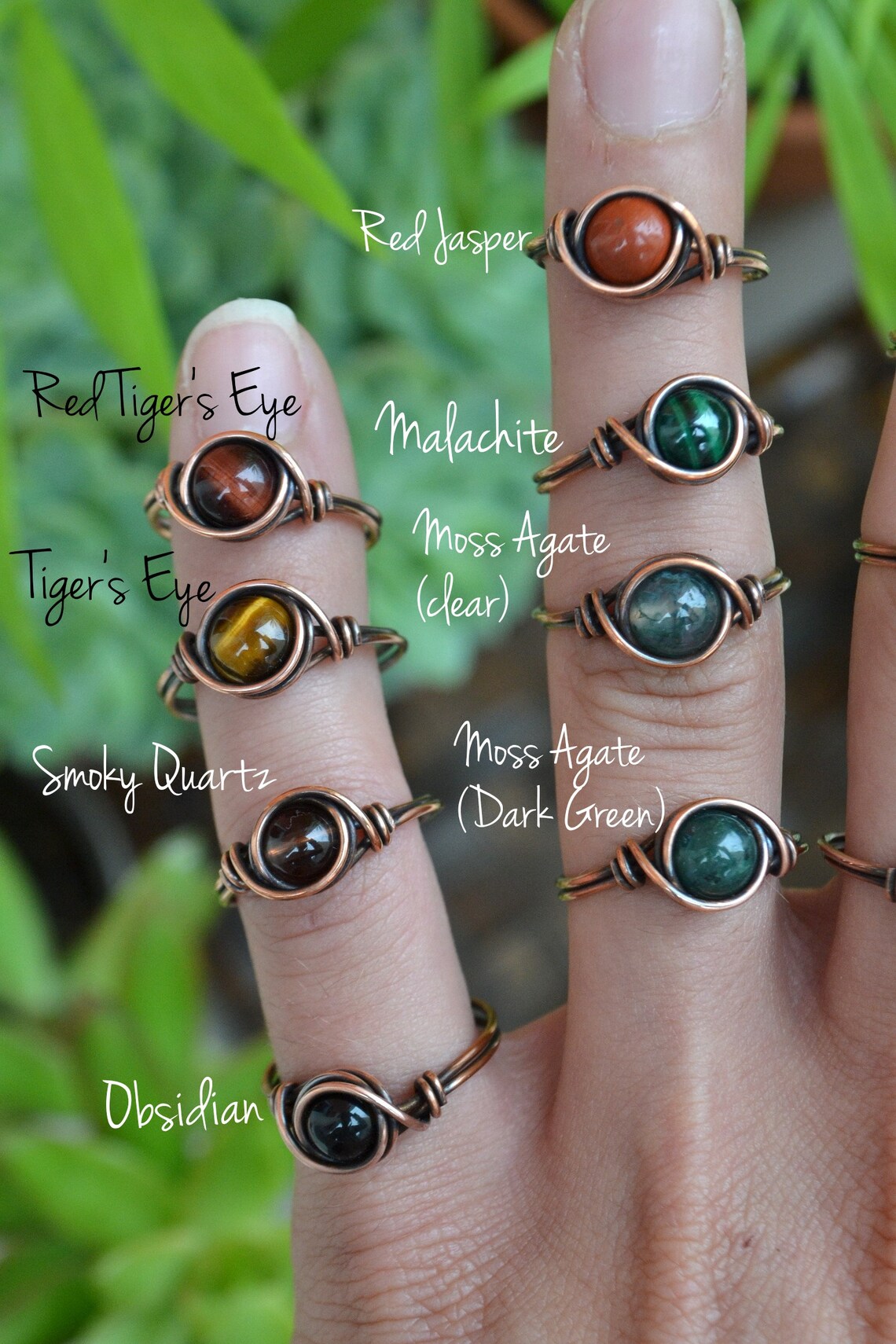 Copper Gemstone Ring. FREE SHIPPING. Copper Wire Ring. - Etsy