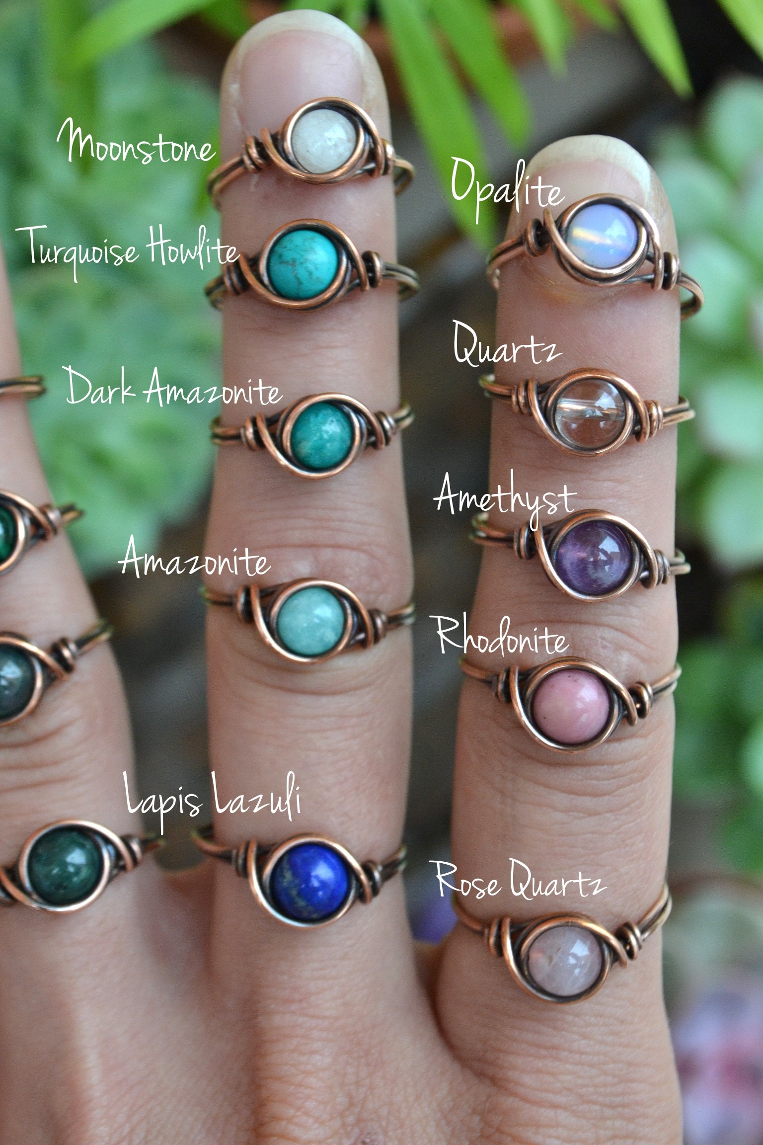 Copper Gemstone Ring. FREE SHIPPING. Copper Wire Ring. - Etsy