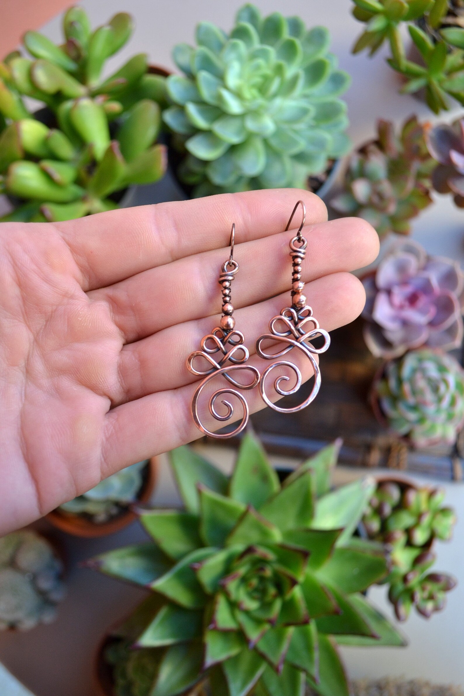 Copper Unalome Earrings. Boho Jewelry. Copper Earrings. | Etsy