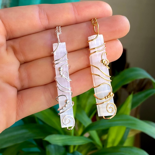 Selenite Necklace - Etsy
