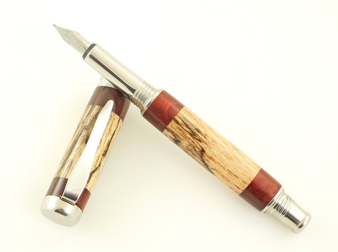 Wooden Fountain Pen - Spalted Hackberry With Purple Heart - Made in USA ...
