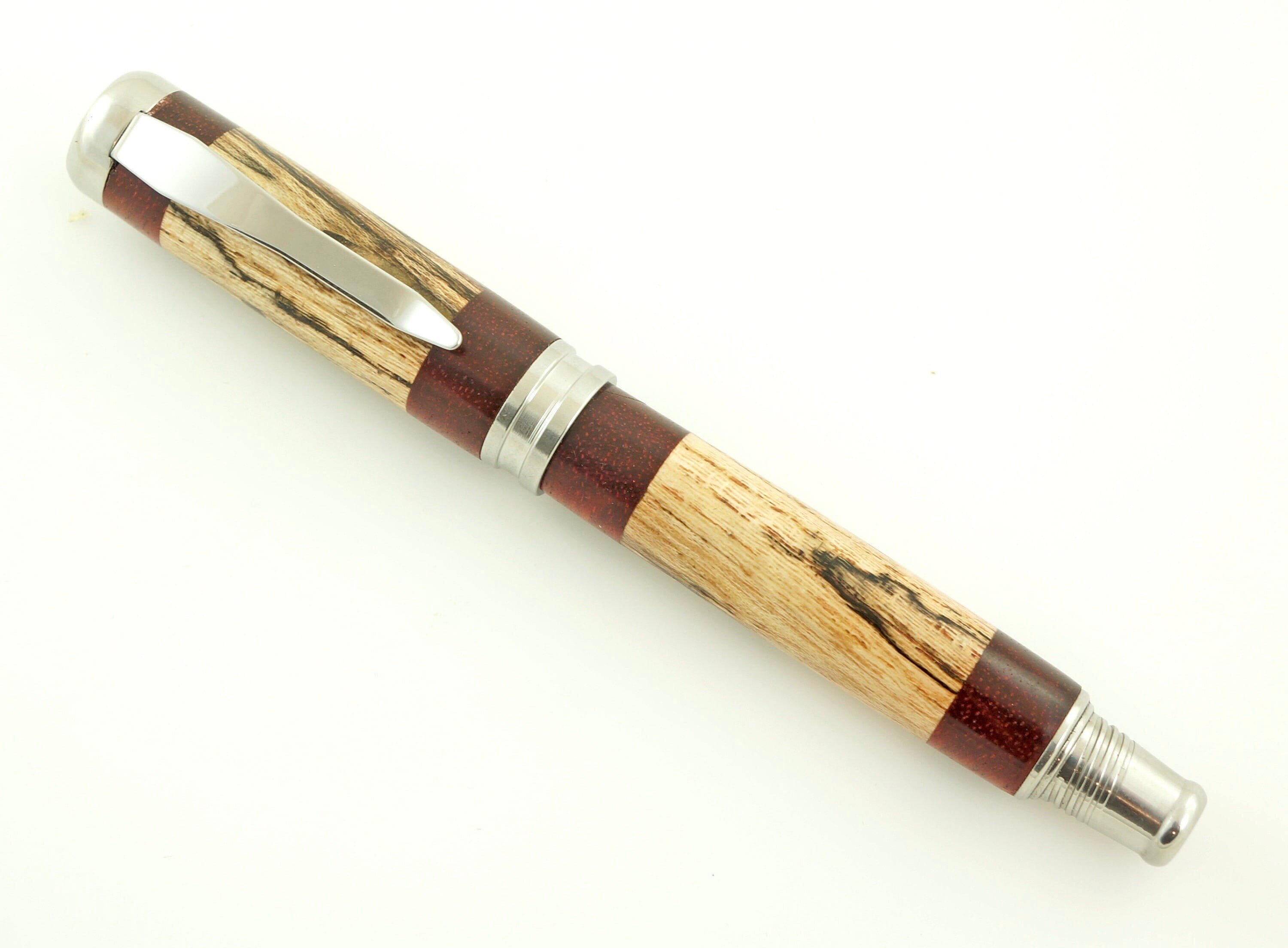 Wooden Fountain Pen - Spalted Hackberry With Purple Heart - Made in USA ...