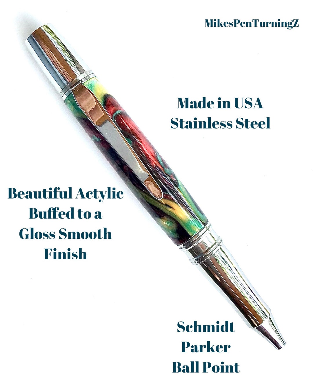 Custom Acrylic Pen Hand Turned - Beautiful Carnival of Colors Acrylic ...