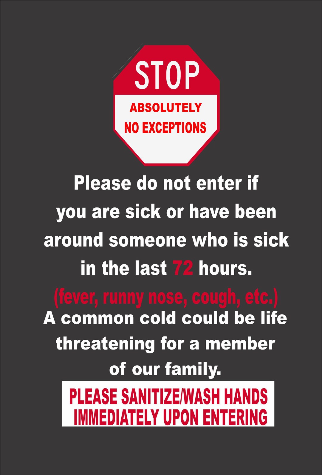 Sign-medical Stop Sign, Stop Immune,sign All Family - Etsy