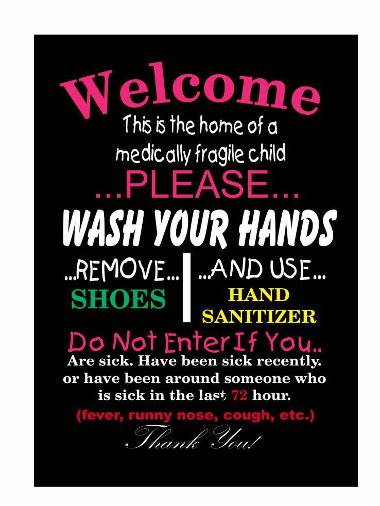 Sign for Sick Households Warning Sign Not to Visit Unless - Etsy