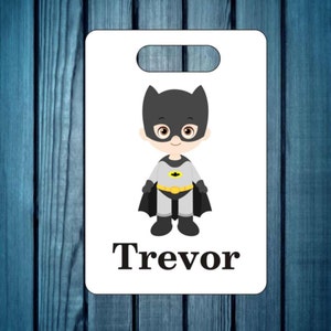 Backpack Tag, Super Hero Bag Tag, Custom Tag, Personalized Tag, Lunch ...