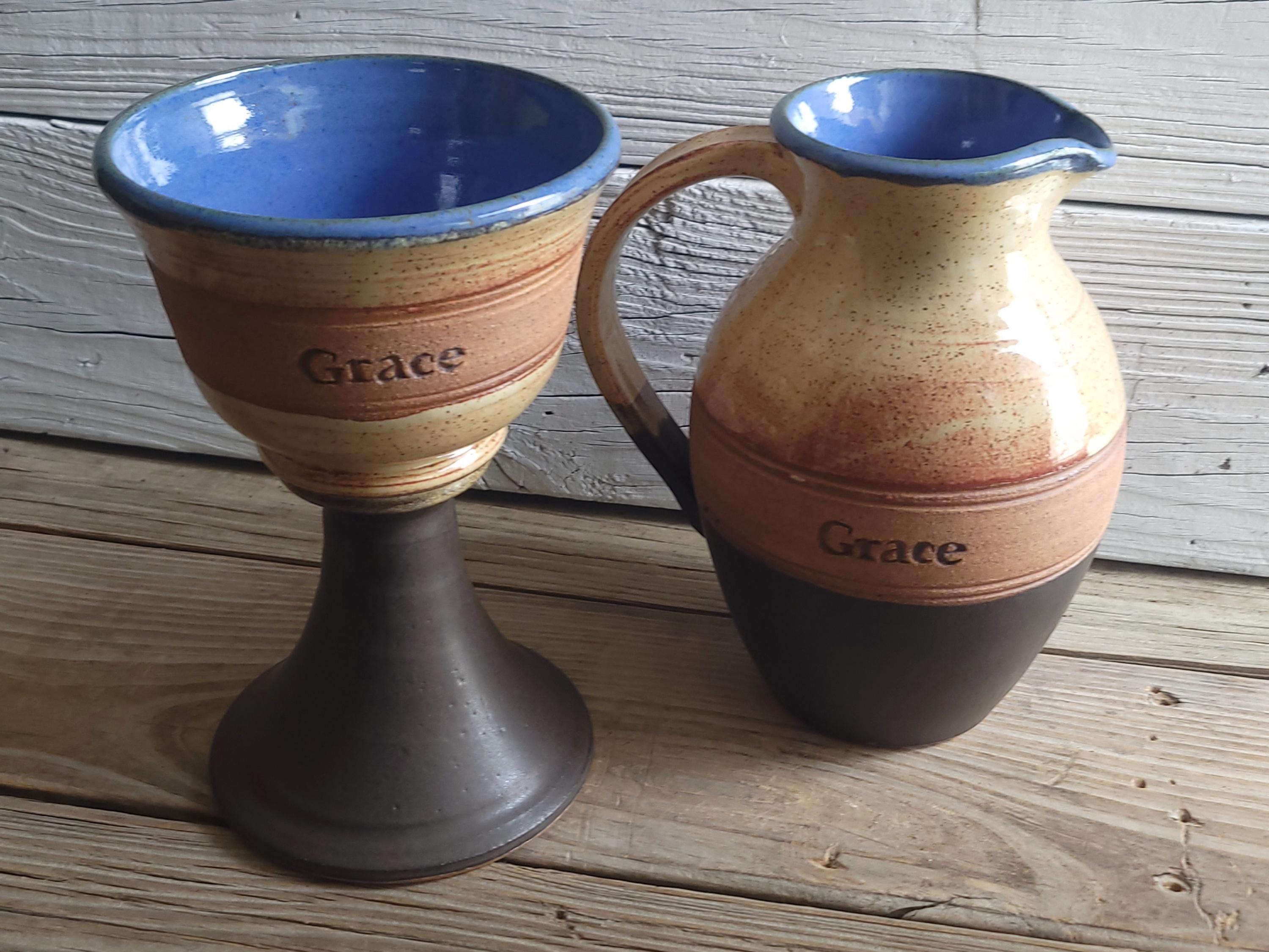 The Grace of the Lord, Stoneware Pottery Communion Set - Etsy