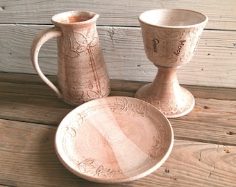 The Grace of the Lord, Stoneware Pottery Communion Set - Etsy