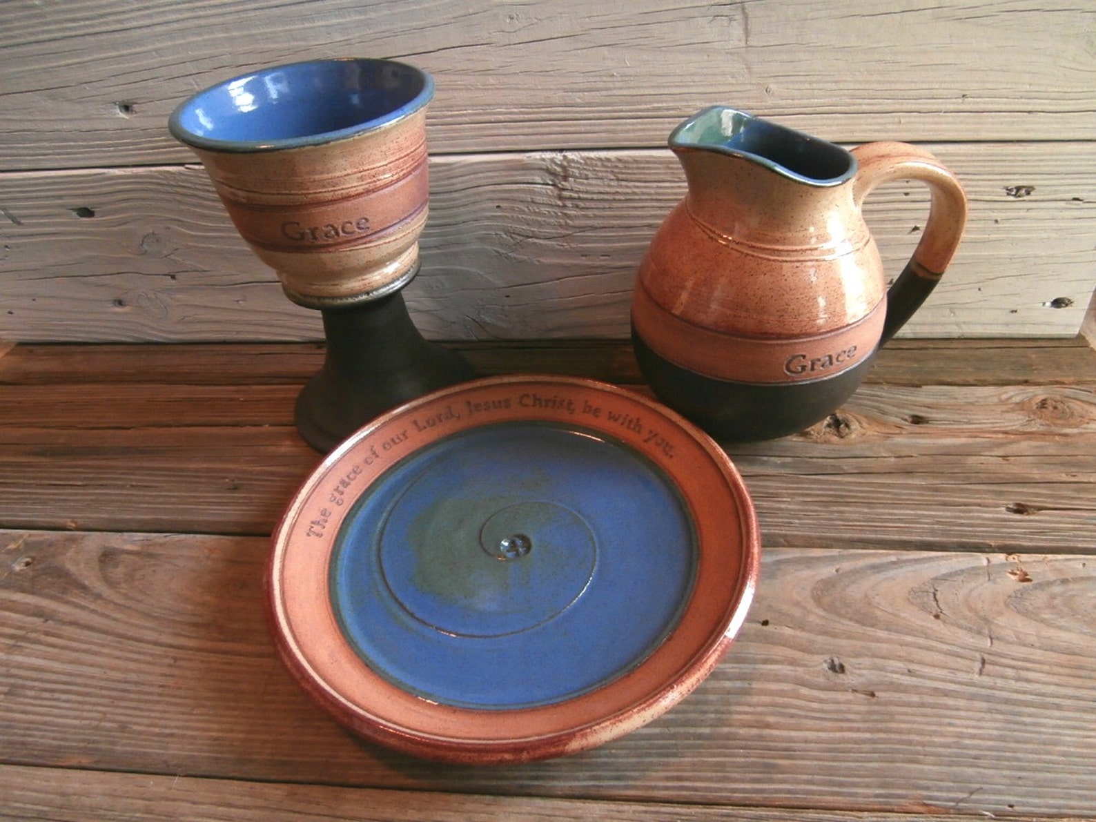 The Grace of the Lord Stoneware Pottery Communion Set - Etsy