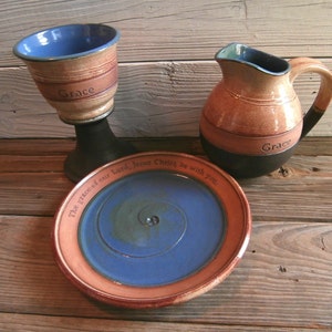The Grace of the Lord, Stoneware Pottery Communion Set - Etsy