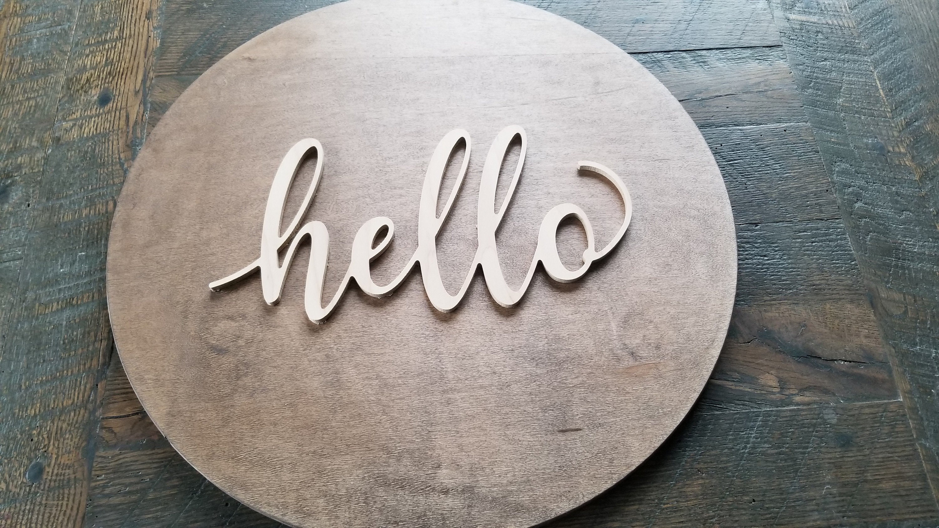 Hello script unfinished word sign wall decor unfinished | Etsy