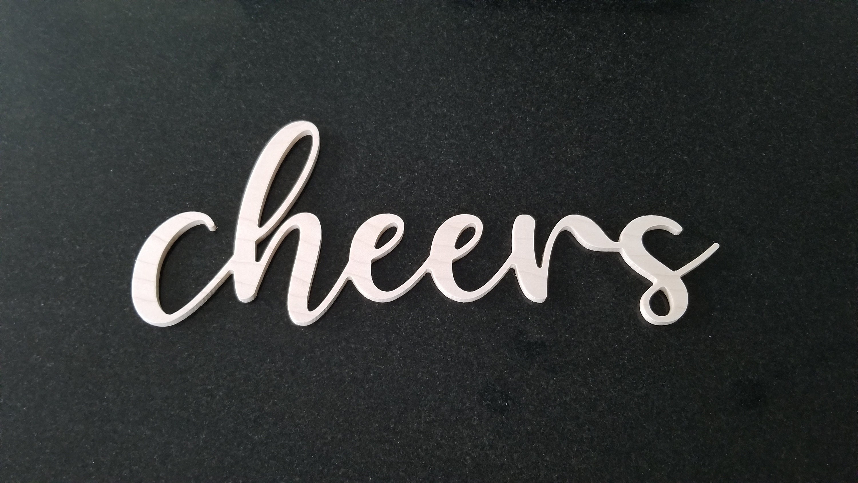 Cheers script unfinished word sign wall decor unfinished | Etsy
