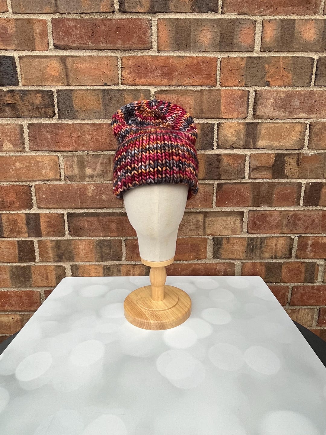 Luxury Maroon Black Brown Double Brim Merino Wool Beanie - Hand Knit ...
