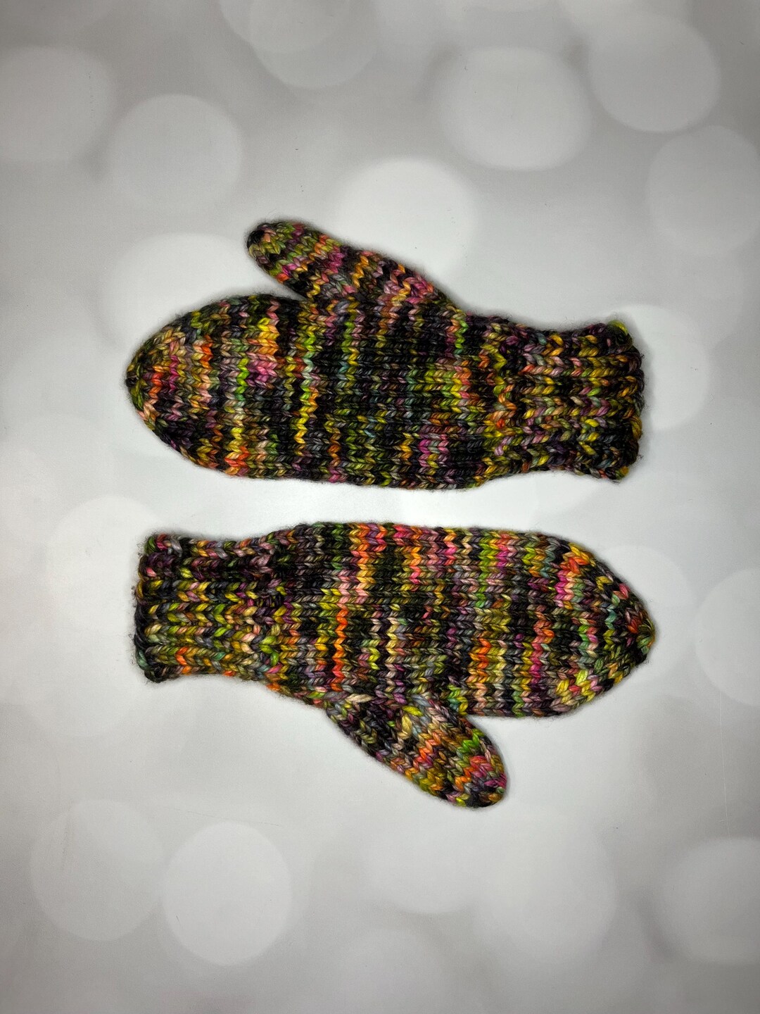 Luxury Rainbow Merino Wool and Silk Knit Mittens - Skating Rink Carpet ...