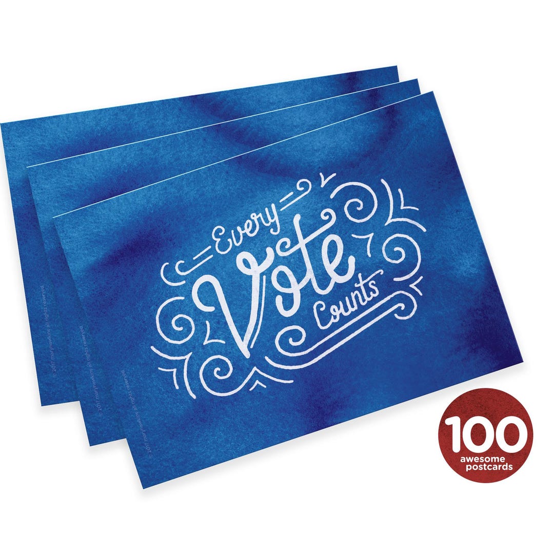 Mary Likes Postcards Every Vote Counts: Set of 100 Postcards, Perfect ...