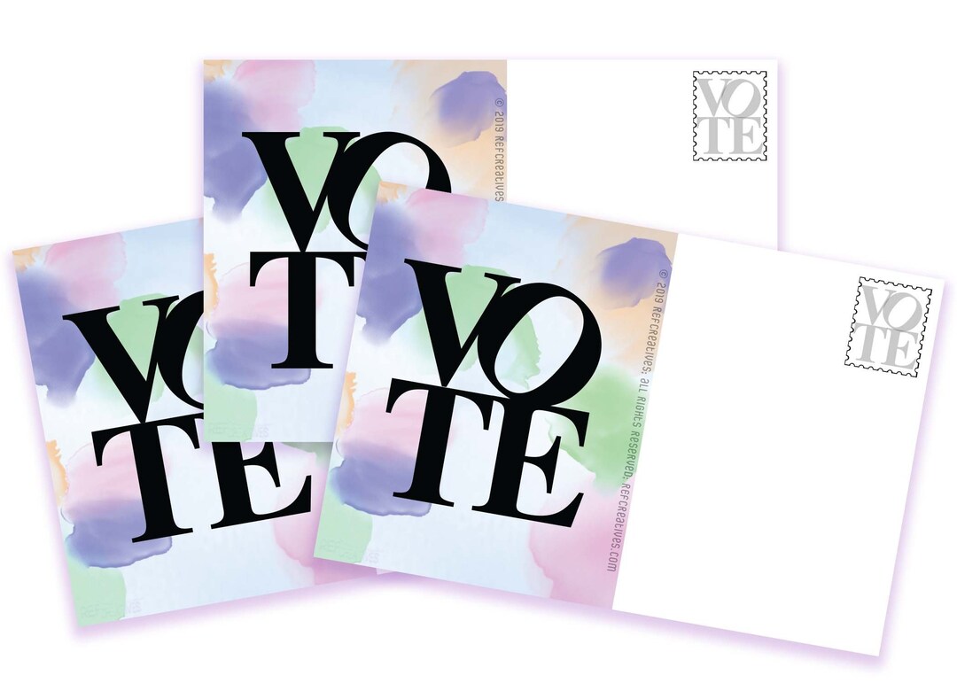 Postcards to Voters "vote in Watercolor" Voting Postcard - BLANK BACK ...
