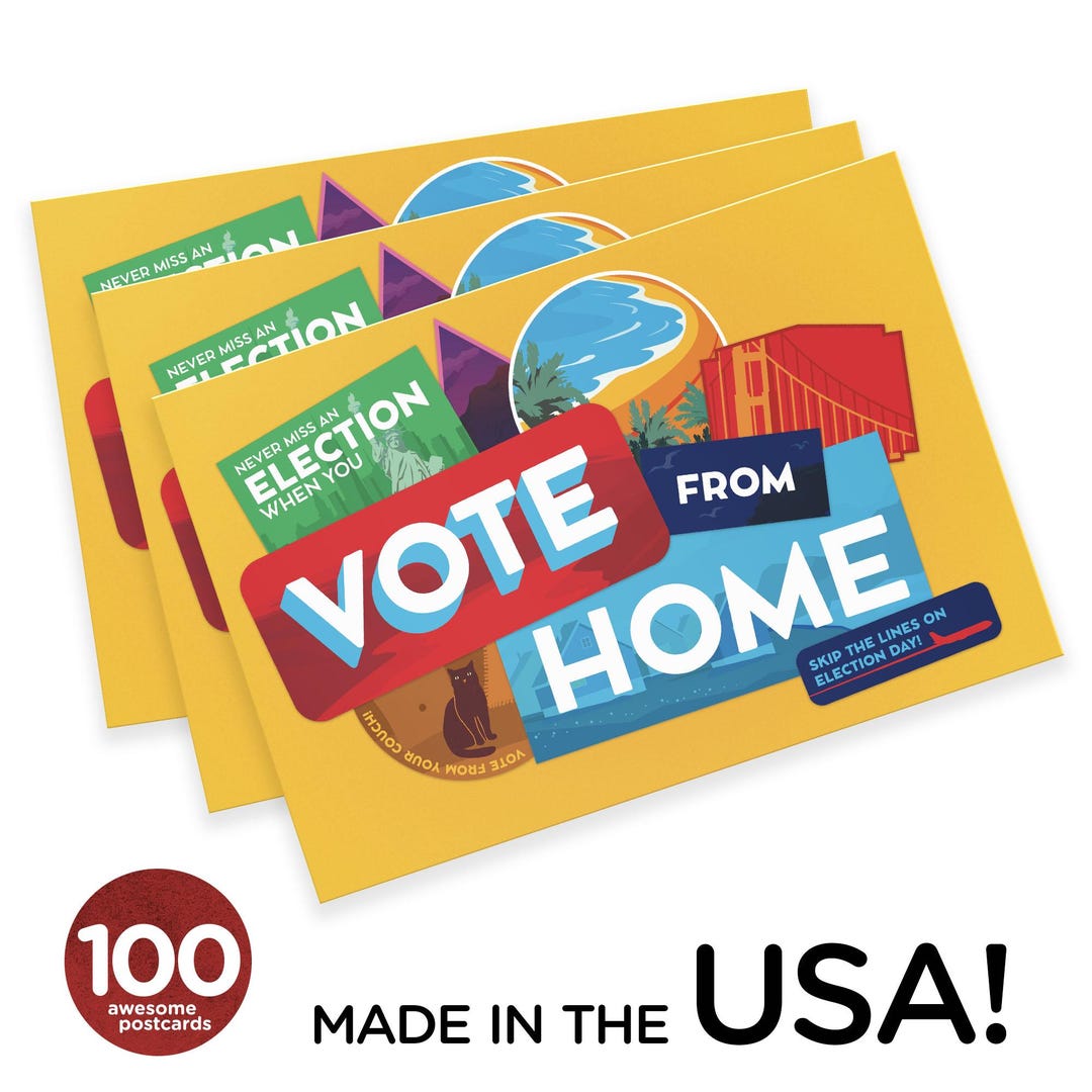 Mary Likes Postcards 100 "vote From Home" Postcards, Perfect for ...