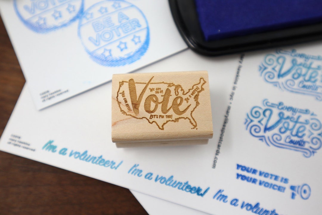 Mary Likes Postcards Vote With a Map of the USA. A Rubber Stamp for ...