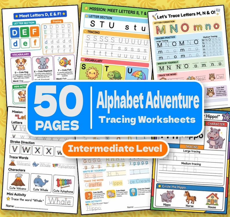 50 Alphabet Tracing Worksheets | ABC Letter Practice for Preschool ...