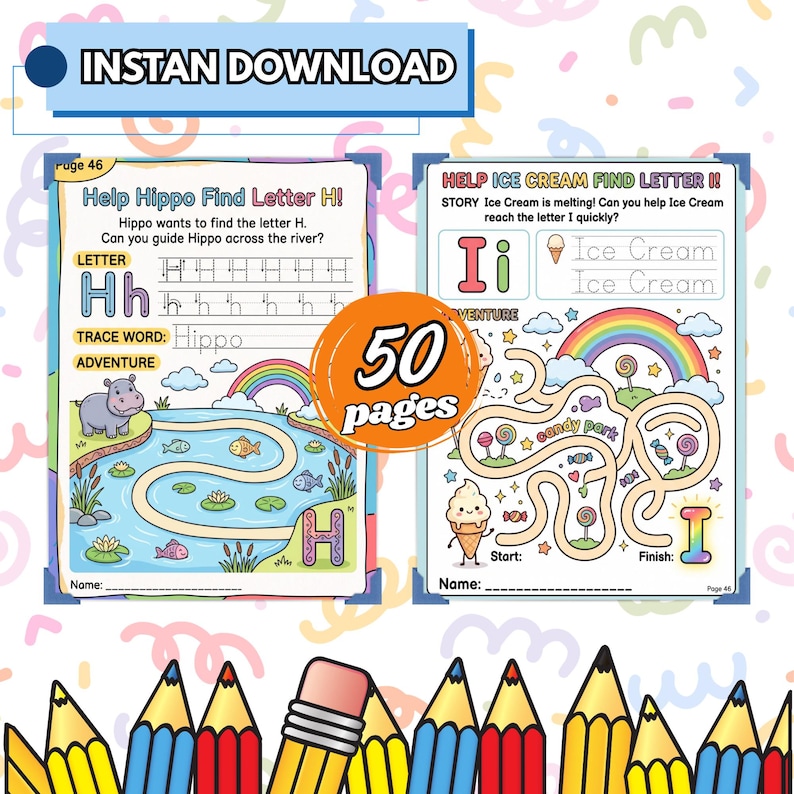 50 Alphabet Tracing Worksheets | ABC Letter Practice for Preschool ...