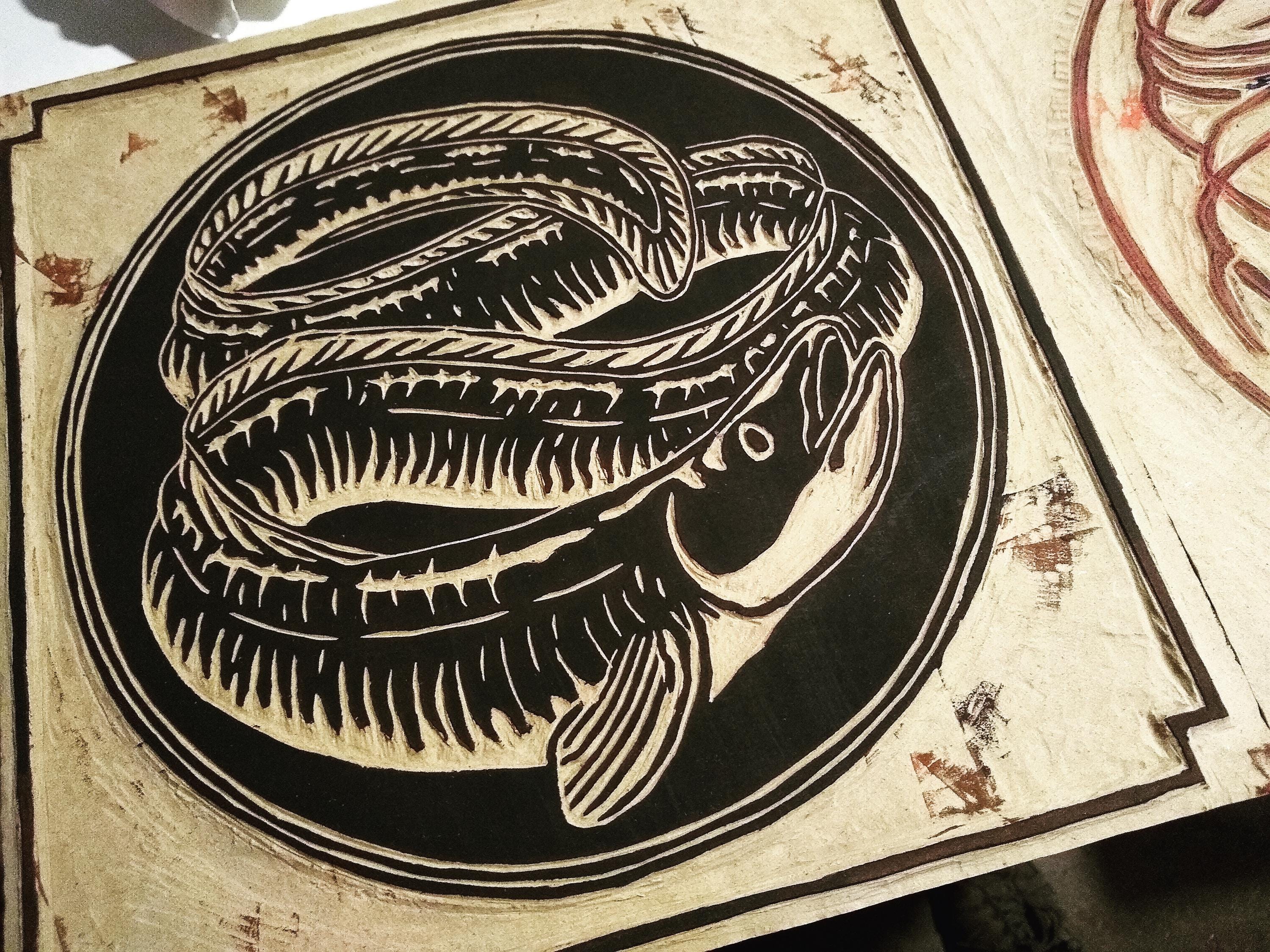 American Eel Woodcut Print Hand-printed on Mulberry Paper (artist's ...