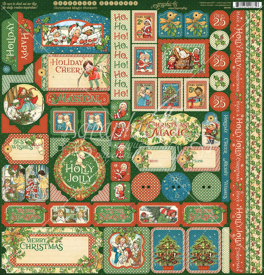 Graphic 45 Christmas Magic 12” X 12” Cover-weight Sticker - Etsy
