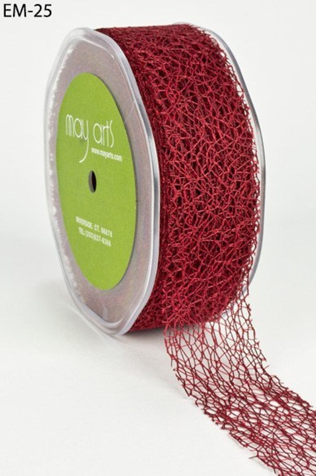 1.5 Inch Net Web Ribbon With Cut Edge EM25 - Burgundy---may Arts Ribbon ...