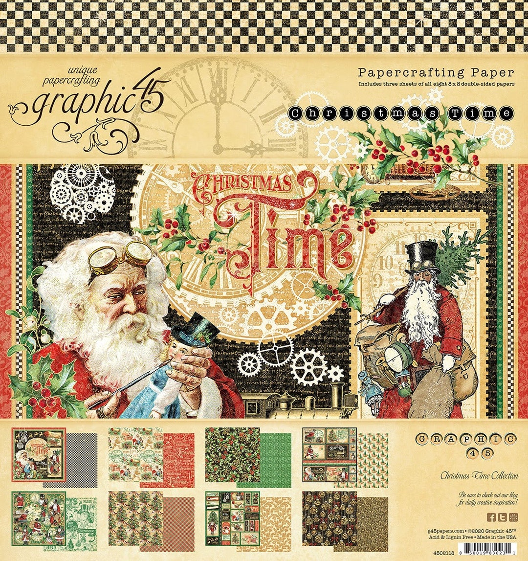 Graphic 45 Christmas Time 8 X 8 Paper Pad Etsy