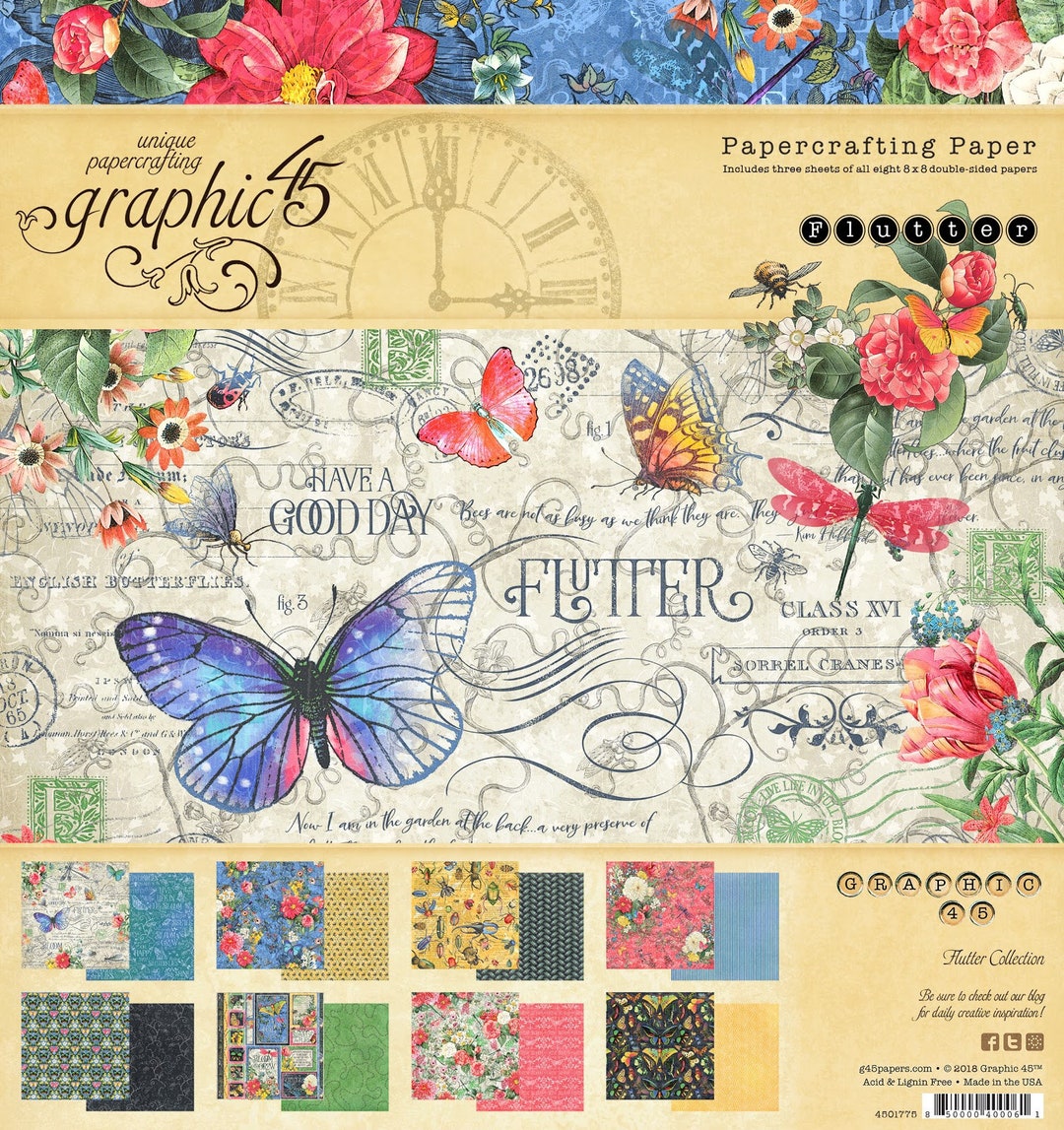 Graphic 45 Flutter 8”x 8” Paper Pad - Etsy